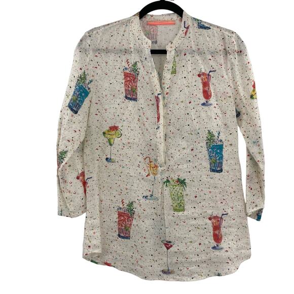 Vilagallo | Tops | Vilagallo Linen Martini Cocktail Print Popover ...
